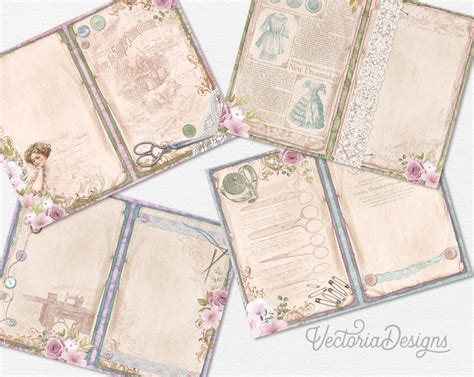 Vintage Lace And Buttons Junk Journal Kit Sewing Embellishments Sewing