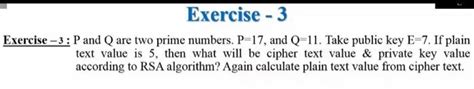 Solved Exercises In Rsa Algorithms To Be Solved In A 1 Word