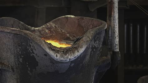 Vat Of Red Hot Metal Stock Footage Vat Of Molten Liquid Metal Stock