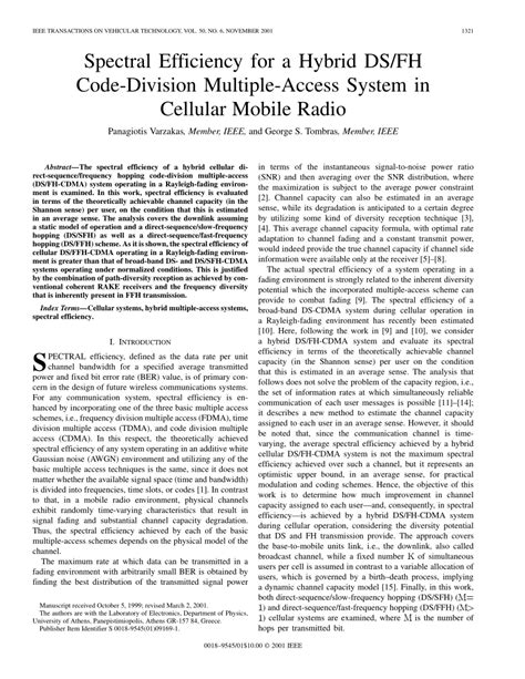 pdf spectral efficiency for a hybrid ds fh code division multiple