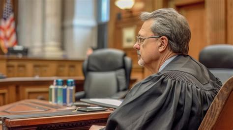 A Judge Presiding Over A Case In A Courtroom Premium Ai Generated Image