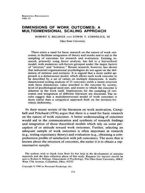 dimensions of work outcomes multidimensional scaling approach pdf