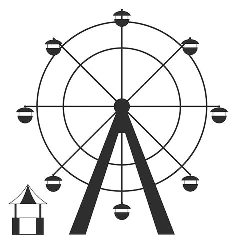 Icône Noire De La Grande Roue Attraction Du Parc Dattractions