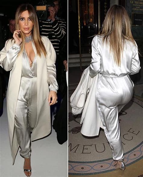 Kim Kardashian Shines In Silver Outfits