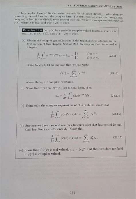 Solved The Complex Form Of Fourier Series Can Also Be