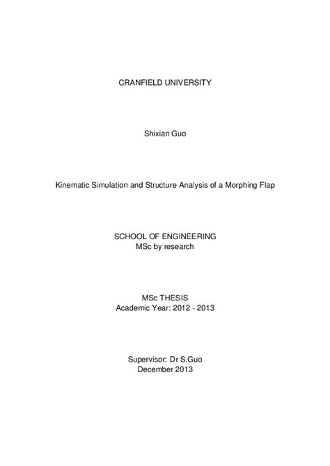 pdf kinematic simulation and structure analysis of a morphing flap