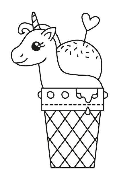 Ilustração Vetorial De Sorvete De Unicórnio Vetor Premium