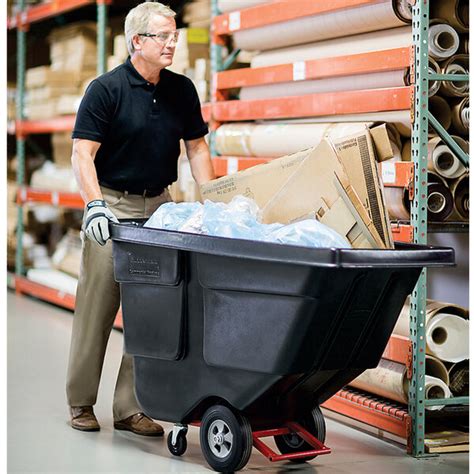 Rubbermaid 05 Cubic Yard Black Rotomolded Tilt Truck Trash Cart With