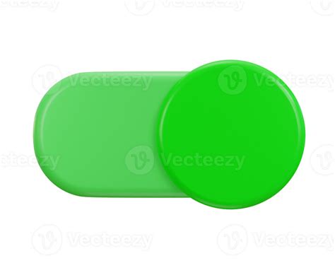 3d toggle switch button on icon in green color or set of switcher