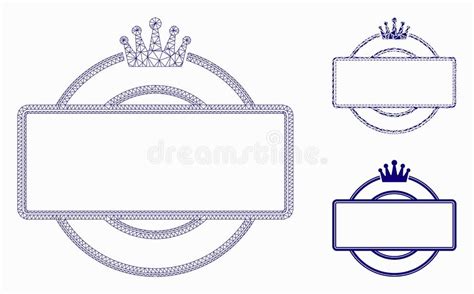 Crown Round And Rectangle Frame Vector Mesh Carcass Model And Triangle Mosaic Icon Stock Vector