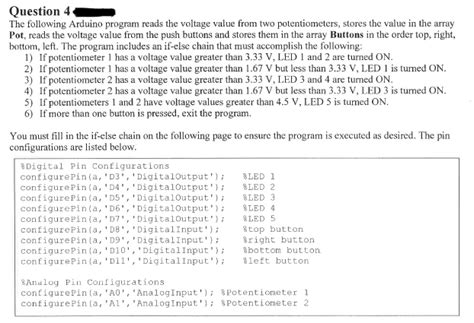 Question 4 The Following Arduino Program Reads The