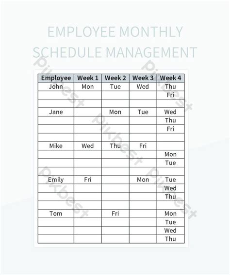 Optimizing Employee Schedule Management For Increased Efficiency Excel Template Free Download