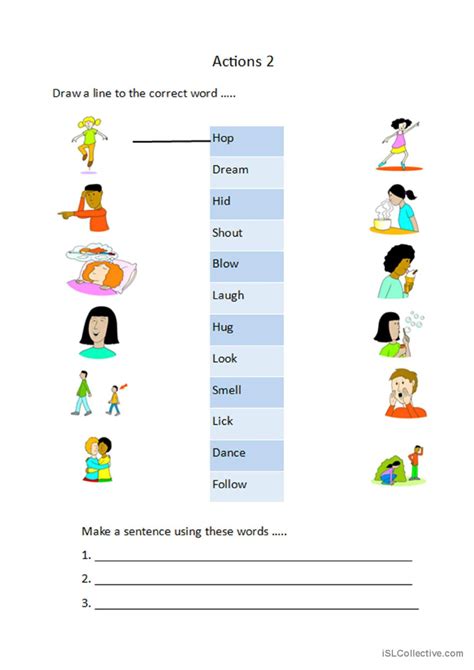 Action Verbs Worksheet General Vocab English Esl Worksheets Pdf And Doc