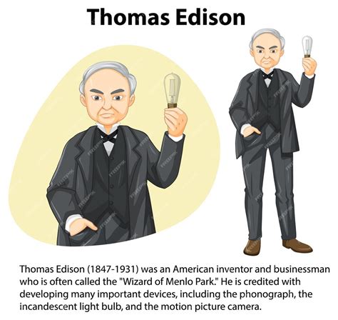 Biografía Informativa De Thomas Edison Vector Gratis