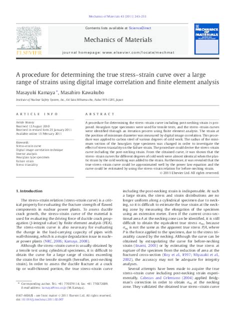 Pdf A Procedure For Determining The True Stress Strain Curve Over A Large Range Of Strains