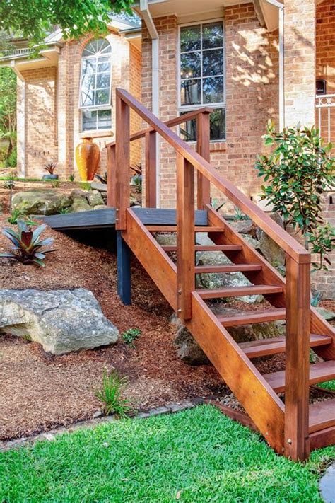 Plans Landscape Timber Stairs Stone Steps And Oak Bench Gold Medal