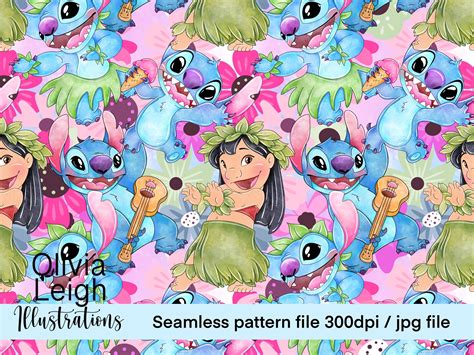 Cute Lilo And Stitch Seamless Pattern Digital Paper Digital Download