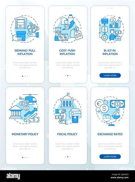 Inflation Types And Causes Blue Onboarding Mobile App Screen Set Stock Vector Image And Art Alamy