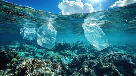 Garbage Floating Underwater Plastic Floating In The Ocean Stock Image Image Of Blue Aquatic