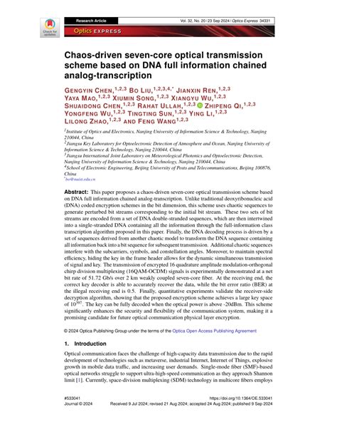 Pdf Chaos Driven Seven Core Optical Transmission Scheme Based On Dna Full Information Chained