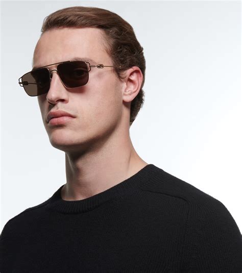 Fendi First Rectangular Sunglasses In Gold Brown Modesens