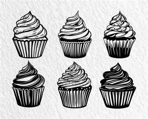 Cupcake Svg Bundle Cupcake Silhouette Png Cupcake Outline Clipart Png