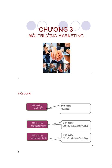 Chương mkt CHƯƠNG MÔI TRƯỜNG MARKETING NỘI DUNG Môi trường marketing Môi trường