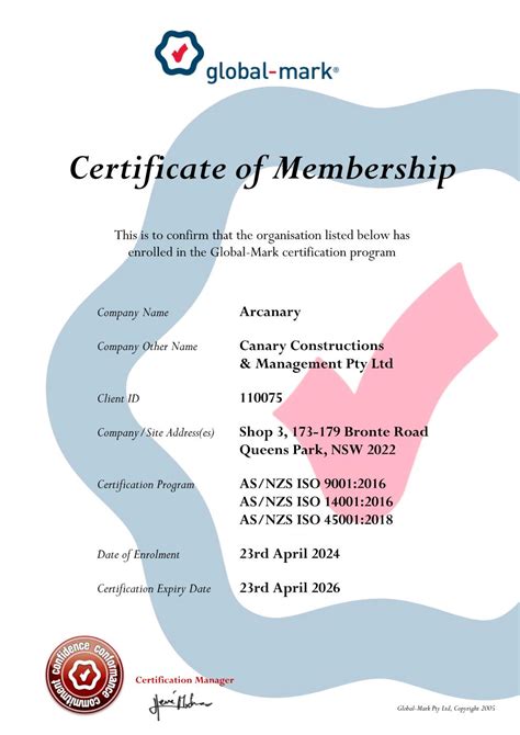 Global Mark And Iso Certificate Arcanary