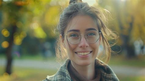 A Woman Wearing Glasses And A Scarf With A Smile On Her Face Premium