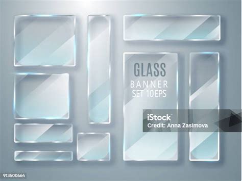 유리 투명 접시 세트입니다 벡터 유리 현대 배너 투명 한 배경에 고립입니다 평면 유리입니다 현실적인 3d 디자인입니다 벡터 투명 개체 10 Eps입니다 0명에 대한 스톡