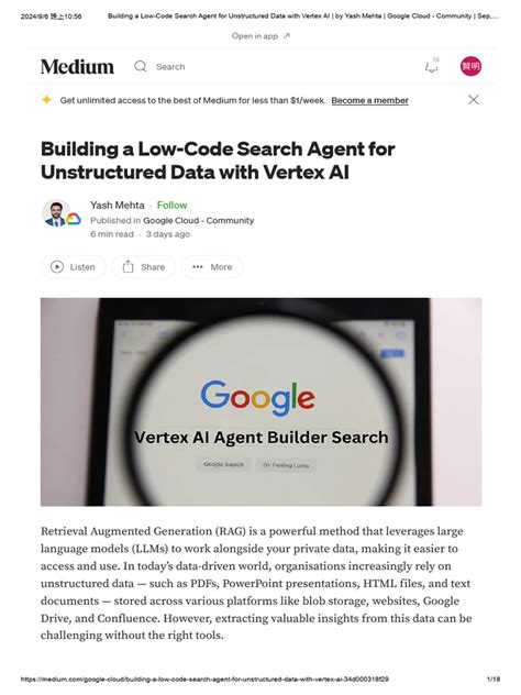Building A Low Code Search Agent For Unstructured Data With Vertex Ai