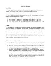 Alpha Level And P Value Docx Alpha Level And P Value Alpha Values The Number Alpha Is The