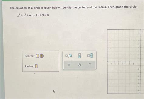 Solved The Equation Of A Circle Is Given Below Identify The Chegg