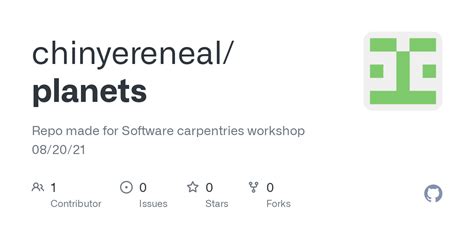GitHub Chinyereneal Planets Repo Made For Software Carpentries