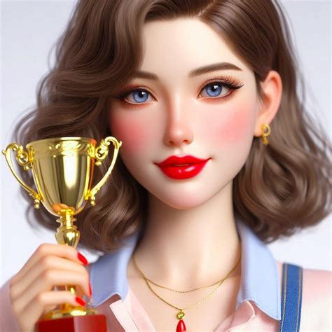 Premium Photo A Model Of A Woman Holding A Trophy With A Trophy In Her Hand