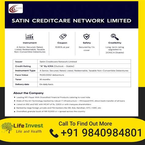 Senthil Kumar Kathir On Linkedin Satin Credit Care Limited Secured Ncd