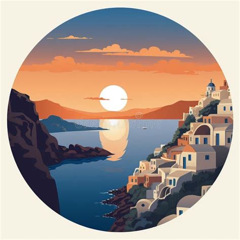 Santorini Splendor Iconic Cliffs And Sun Kissed Seas Stock