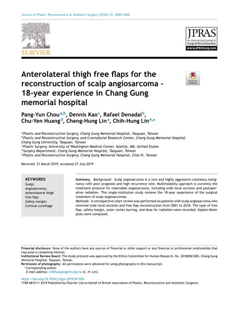 Pdf Anterior Lateral Thigh Free Flaps For The Reconstruction For