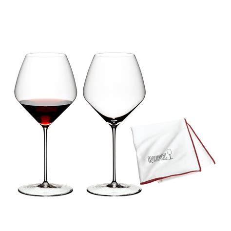 Riedel Veloce Pinot Noirnebbiolo Glasses Set Of 2 With Microfiber