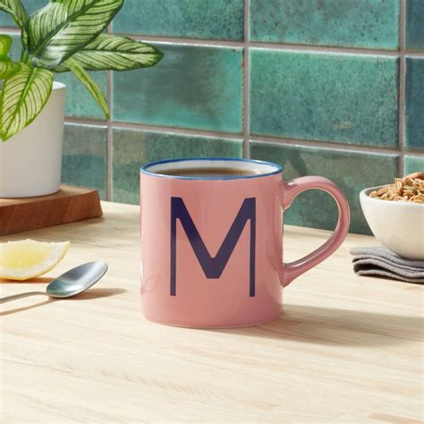 16oz Stoneware Monogram Mug M Pink Opalhouse 16 Oz Shipt