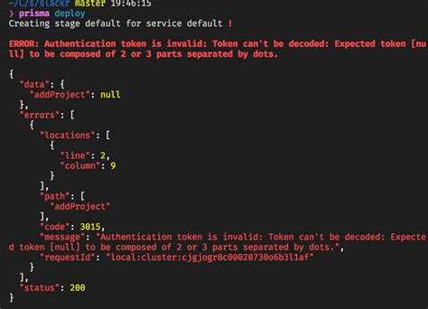 Authentication Token Is Invalid Token Can T Be Decoded Expected Token