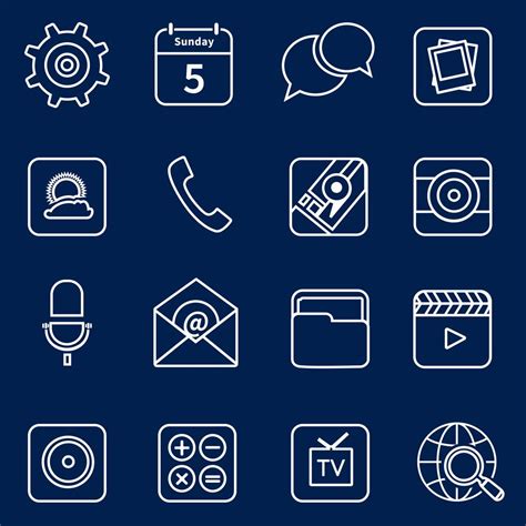Mobile Applications Icons Outline Vector Art At Vecteezy