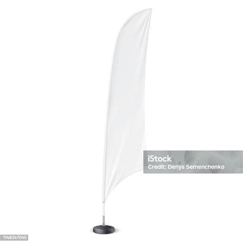 접지 채울 수 있는 물 베이스 스탠드와 야외 깃털 깃발 배너 방패 모의 템플릿 흰색 배경에 고립 된 그림 디자인을 위한 준비 제품 광고 벡터 0명에 대한 스톡 벡터 아트 및