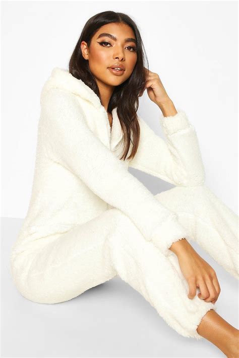 Hooded Fleece Onesie Tops For Leggings Belted Shift Dress Lounge Wear