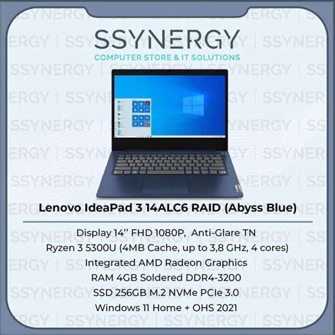 Jual Lenovo IdeaPad 3 14ALC6 RAID RBID R3 5300U 4GB 256GB SSD W11 OHS21 Di Seller SSYNERGY