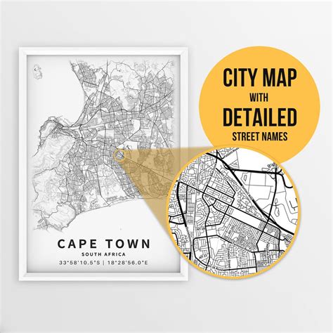 Printable Map Of Cape Town South Africa With Street Names Instant