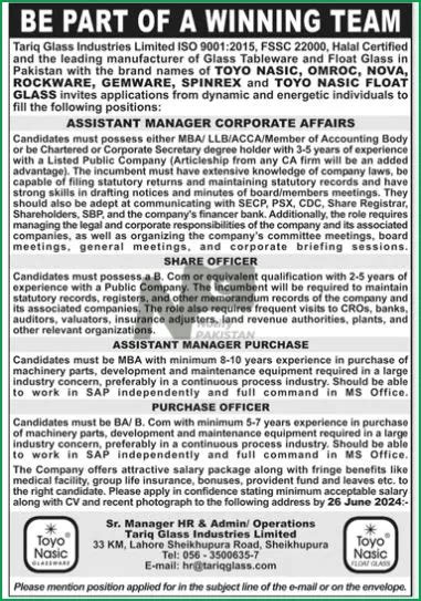 Tariq Glass Industries Limited Jobs 2024 Notify Pakistan