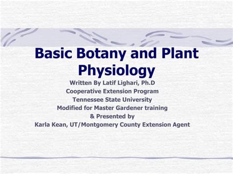 Basic Botany And Plant Pathology Script Ppt