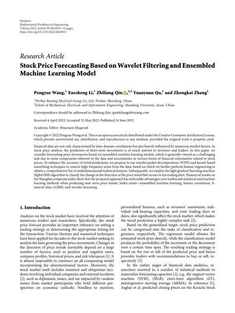 Pdf Stock Price Forecasting Based On Wavelet Filtering And Ensembled Machine Learning Model