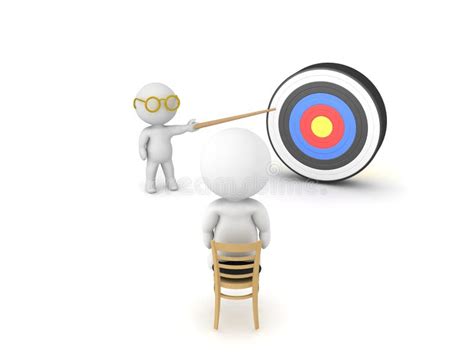 3d character showing target to another character sitting stock